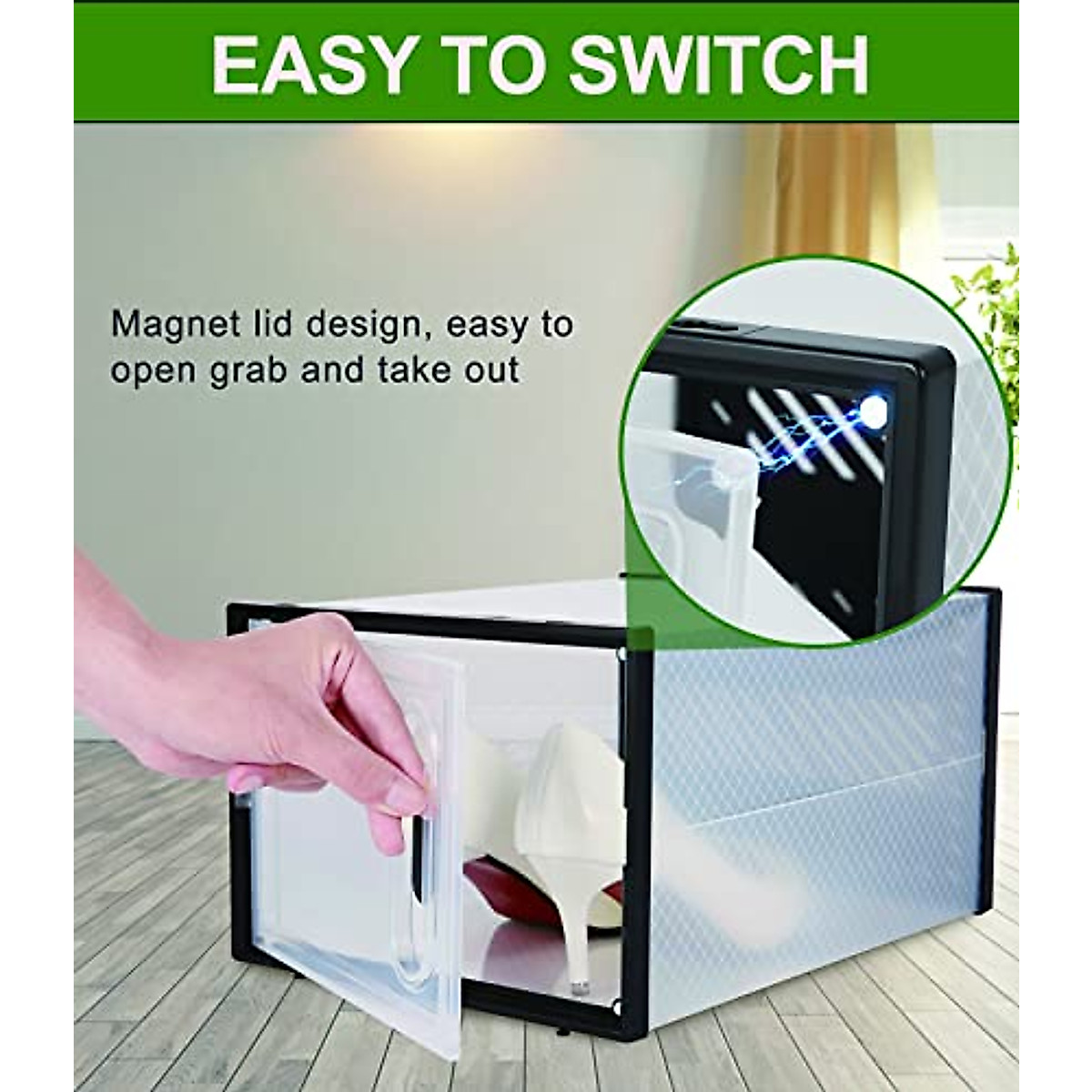 18 Pack Shoe Storage Boxes, Clear Plastic Stackable Shoe Boxes with Lids, Shoe Organizer Boxes for Closet,Space Saving Shoe Holder Sneaker Display Case, Shoe Containers Bins Boot Sneaker Storage Box