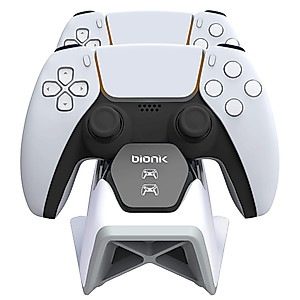 Bionik Power Stand for Playstation 5: Dual PS5 Controller Charging Station with Overcharger Protection - Power Adapter Included (BNK-9067) - Playstation 5