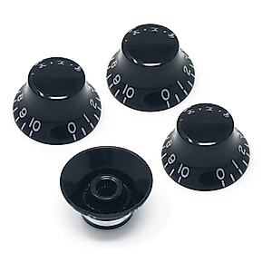Vintage Forge Black Top Hat Bell Knobs Compatible with Gibson Les Paul Electric Guitar (Set of 4) Fits 24 Fine-Spline USA (Imperial) Split Shaft Pots Recessed RB24US-BLK4