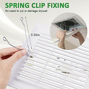 WKZO S97017068 Bathroom Ceiling Fan Grille with Springs Replacement Parts for Bath Fan Fits Models 690 693 VC305C3N VC307C2N 695 and 696N Ventilation Fan - Plastic Grille Cover