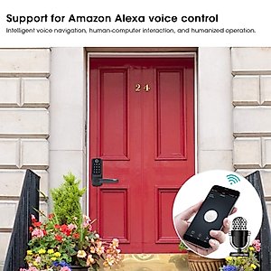 Biometric Fingerprint Door Lock, Fingerprint Password Lock, Remote Control Doorlock, Intelligent Electronic Lock with Virtual Password Design/Mechanical Key/Anti-Peeping, for Alexa Voice Control