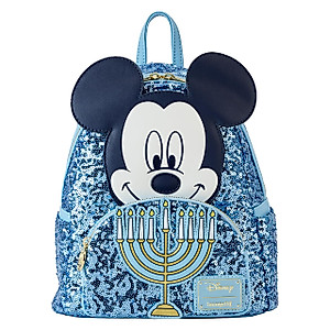 Loungefly Disney Mickey Mouse Hanukkah Sequin Glow Mini Backpack
