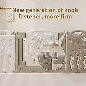 IFLETH Baby Fence Folddler Toddler Playpen Kids Safety Play Center Yard Baby Playpen, Adjustable Shape, Portable Design for Indoor Outdoor Use (22 Piece Set, White+Grey)