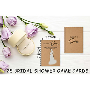 Bachelorette Party Games, Guess The Dress Kraft Rustic Bridal Shower Game Card, Wedding/Engagement Party Ideas Activities Supplies Decorations(25 Cards) -A12