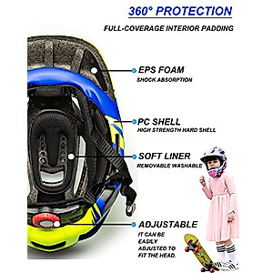 Natuway Kids Full Face HelmetS for Cycling Scooter Skateboard BMX Bike Roller-Skate Protective Gear Blue