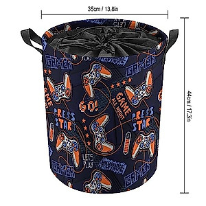 LynaRei Laundry Hamper Cool Game Joystick Small Dirty Clothes Storage Basket Loyal Game Lover Collapsible Waterproof Toy Organizer for Boys And Girls Bedrooms, Bathroom