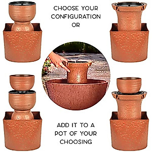 Bernini Veloce 4-in-1 Instant Water Fountain with Planter Turns Any Water Container Into A Decorative Fountain, Flippable Cordless Water Fountains for Soothing Sounds Indoor or Outdoor (Brownstone)