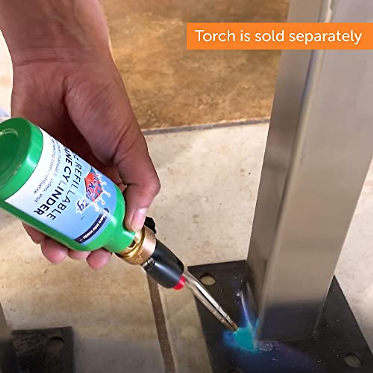 Flame King 1/4-lb Empty Refillable Propane Cylinder Tank - Reusable & Transportable - Safe and Legal Refill Option - UL1769 Listed Valve