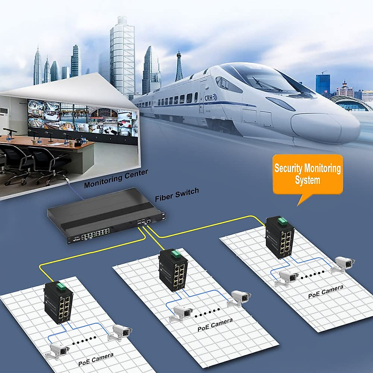 Throncom Industrial Gigabit PoE Fiber Switch 8 Ports PoE+ Ethernet Switch with 100/1000M Adaptive 2 SFP Slots Din Rail Unmanaged 10/100/1000Mbps Small Network Switch IEEE802.3af/at 30W/240W 48-57V DC