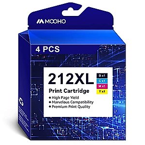 MOOHO Remanufactured Replacement for EPSON 212 Ink Cartridges 212XL 212 XL T212XL T212 Ink for Workforce WF-2850 WF-2830 Expression Home XP-4100 XP-4105 Printer Ink (Black,Cyan,Magenta,Yellow, 4 Pack)