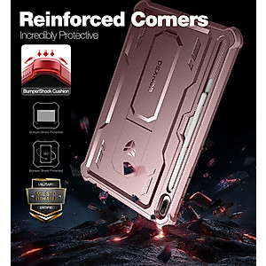 Dexnor Case for Samsung Galaxy Tab S7 FE 12.4 Inch (2021), [Built in Screen Protector & Kickstand] with Pen Holder Heavy Duty Shockproof Full Body Protective Cover for Galaxy S7 FE Case-Pink