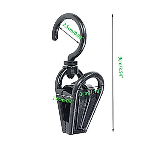 Bisbai 10 Pcs Hanging Hold Clips Portable Travel Hangers Clips Laundry Hooks Clip Home Swivel Laundry Clips Clothes Pins for Curtain Socks Towel Boot(Black)