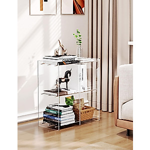 solaround Acrylic Bookshelf Bookcase, Storage Organizer for Bathroom, Clear Storage Shelf Freestanding