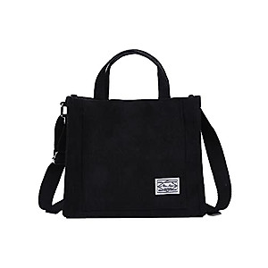 Nanwansu Women Small Satchel Crossbody Tote Bag Large Capacity Corduroy Handbags Black