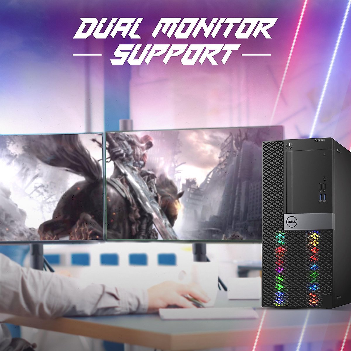 Dell RGB Gaming Tower Computer - Intel Core i5 6th Gen, NVIDIA GTX 1050 Ti 4GB GDDR5, 16GB DDR4 Ram, 128GB SSD + 2TB HDD, Prebuilt Gaming Desktop PC with Built-in WiFi, Win 10 Pro (Renewed)