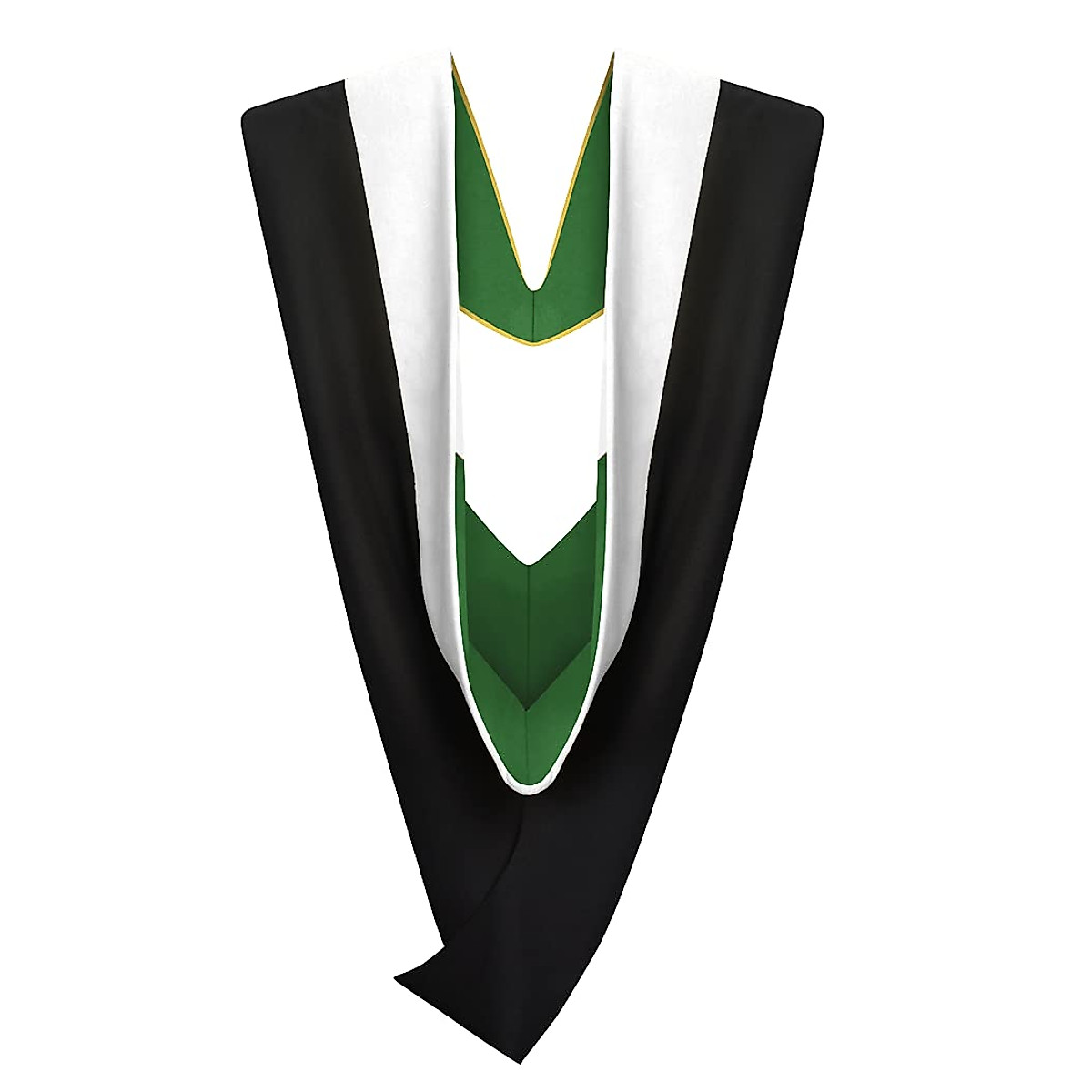 Cappe Diem Master Graduation Hood WHITE: Master of Arts (M.A.) in English, History, etc. (Various College Colors) (Green & White)