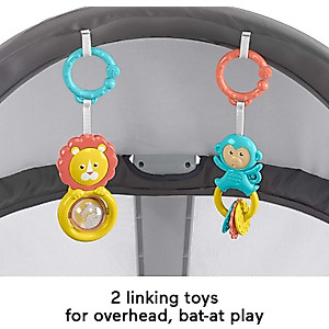 Fisher-Price Portable Bassinet and Travel Play Area with Baby Toys, On-The-Go Baby Dome, Windmill Fisher-Price Baby Gym with Kick & Play Piano Learning Toy Featuring and 2 Soft Maracas Rattle Toys