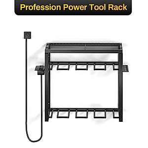 Power Tool Organizer Wall Mount, 3 Layers Drill Holder With Charging Station, Heavy Duty Garage Tool Storage，Utility Racks Shelf for Tool Batteries, Screwdriver, Wrench