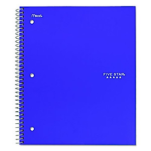 Five Star 06210 Wirebound 3-Subject Notebook, College Rule, 11 x 8 1/2, 150 Sheets, Assorted