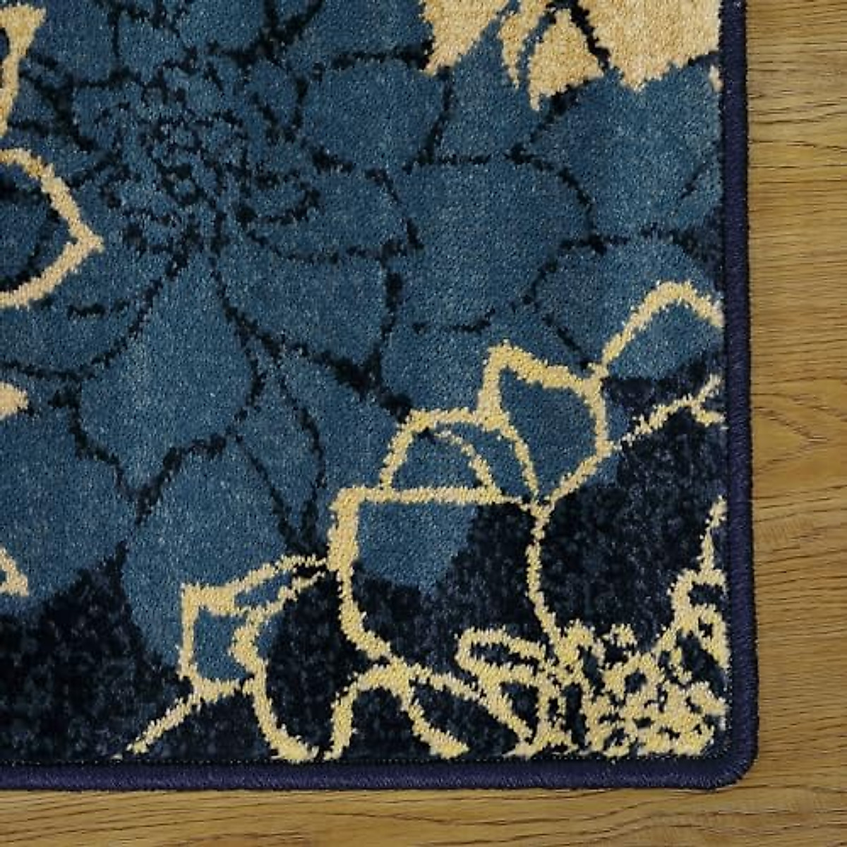 Zacoo Rugs for Living Room 8x10 Rug Modern Area Rug Floral Rug Bedroom Decor Floor Mats Ultra Soft Area Rug Large Non Slip Non Shedding Office Rug Aesthetic Rug for Nursery, Black/Navy/Gold 8'x10'