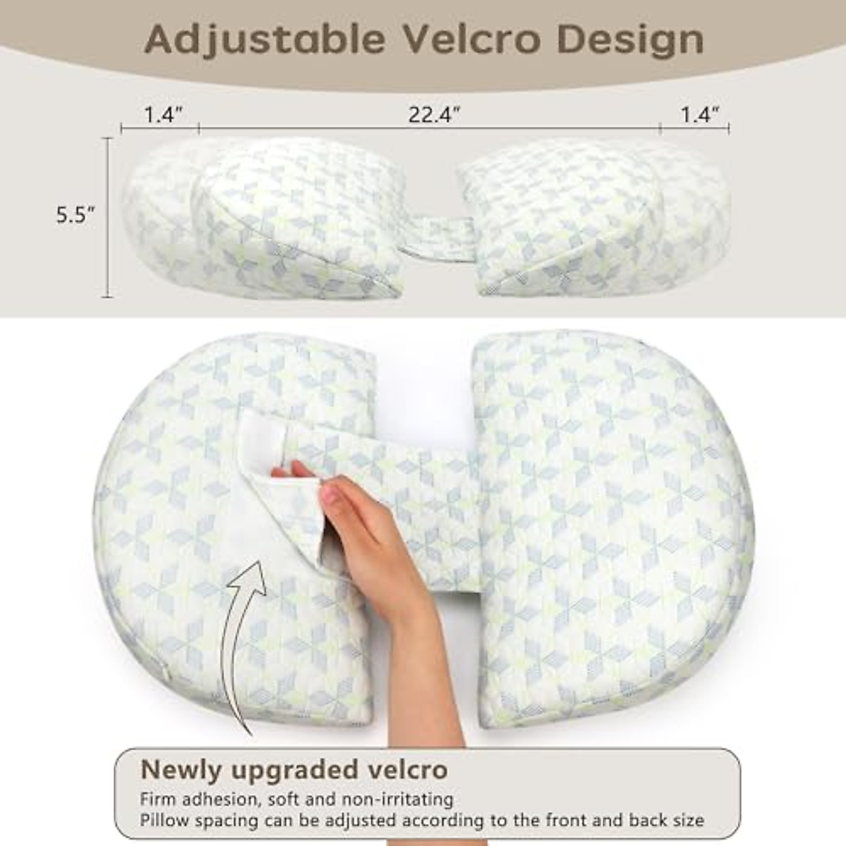 Pregnancy Pillow for Pregnant Women Soft Maternity Body Pillow Support for Back, Legs, Belly, HIPS,Maternity Pillow with Detachable and Adjustable Pillow Cover(Light Green)