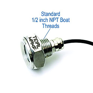 Tidal Wake IP68 Underwater 1/2in Standard Boat Drain Plug LED Light Built-in Driver & Overheat Protection 3 Yr/50,000hr Warranty, 316 Stainless Steel, 12-30v/27w,1800 lumen w/Storage Bag (Blue)