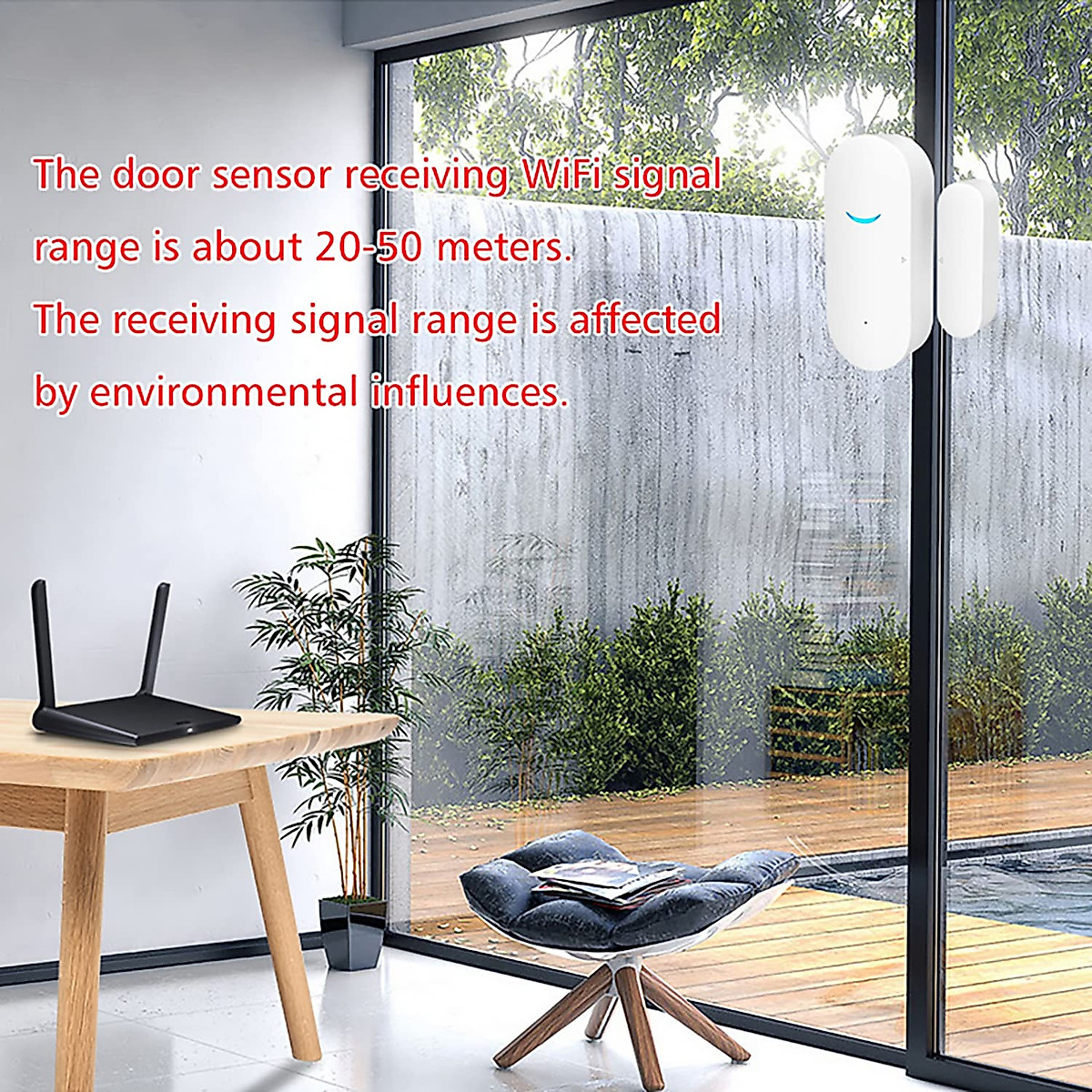 WiFi Door and Windows Sensor Magnets Smart Phone APP Control Compatible with Alexa Google Assistant Wireless Security Alarm Door Open push message for Home Bussiness Burglar Alert (Not suport 5G WIFI)