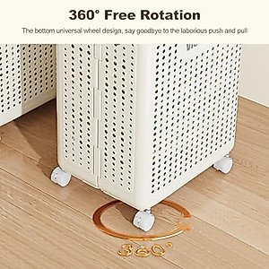 Ergocar Foldable Storage Basket With Universal Wheels Swivel Mobile Family Dormitory Breathable Hollow Out For Toys, Clothes, Storage Container Organiser