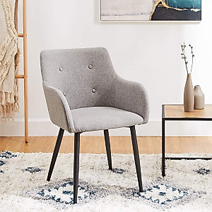 CangLong Leisure Chair Restaurant Back Sofa Office Furniture Casual Study Makeup Simple Home Adult Fabric Coffee Dining Room Fashion, set of 1, Light Grey