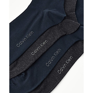Calvin Klein Men's Dress Socks - 8 Pack Breathable Cotton Mid Crew Socks - Casual Long Work Socks for Men (Sizes 7-12), Size 7-12, Greynavy