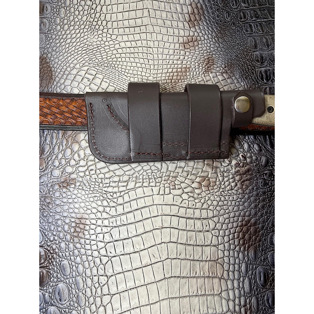Carl Thomas Leathers Custom Made Horizontal Knife Sheath Made to Fit ONLY The Ontario Rat 3 or Esse 3 Knife. Can be Worn on Either Side. Knife NOT Include.