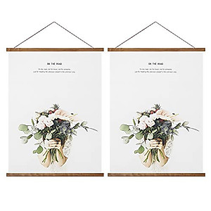 Miaowater 2 Pack Poster Frame,12x15 12x16 12x17 12x18 12x20 Magnetic Light Wood Wooden Frames Hanger for Photo Picture Art Canvas Print Artwork Wall Hanging Teak Wood 12''