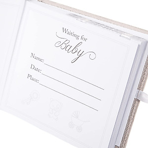 Happy Homewares Cute and Beautiful Neutral Grey Suede Baby Shower Photo Album - 80 Spaces for 4x6 Photos | White Moon and Stars