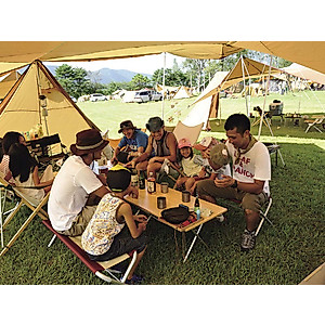 Snow Peak Single Action Table Low, LV-100TR, Designed in Japan, Made of Laminated Bamboo, for Indoor Outdoor Use, Lifetime Product Guarantee