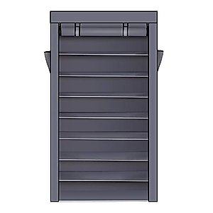 Shoe Rack 10 Tier Shoes Cabinet Storage Organizer Closet with Dustproof Nonwoven Fabric Cover, Store up to 45 Pairs of Shoes (Grey Extra-Wide)