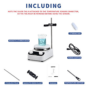 LACHOI Magnetic Stirrer Hot Plate Mixer 280℃ Hot Plate Magnetic Stir Plate 300-1500RPM 5000ml Stirring Capacity Magnetic Hotplate Stirrer with Stirring Bar Lab Stirrer(Heating)