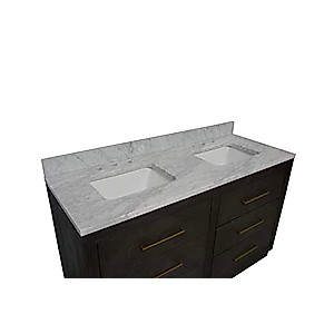 Kitchen Bath Collection Avery 60-inch Double Bathroom Vanity (Carrara/Dark Oak): includes Dark Oak Cabinet with Stunning Carrara Marble Countertop and White Ceramic Sinks