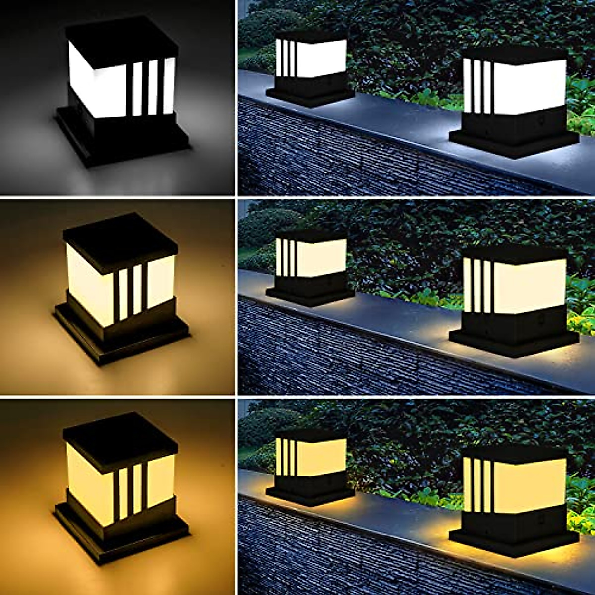 LINQELLY Solar Post Cap Light, 4x4 5x5 6x6 Solar Post Cap Outdoor, IP65 Waterproof Fence Deck Post Cap Lights Solar Powered 3 Modes Solar Post Light for Deck Garden Patio Fence 2 Pack