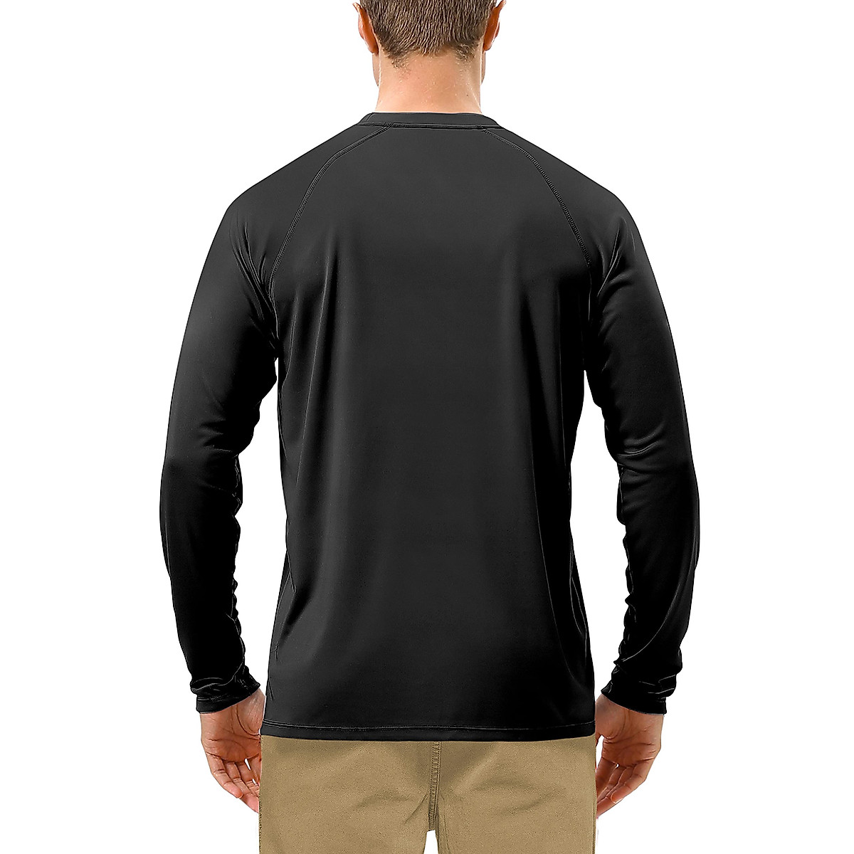 Roadbox Mens UPF 50+ UV Sun Protection Shirts Outdoor Long Sleeve SPF Diving Rash Guard for Fishing Hiking Swimming Black