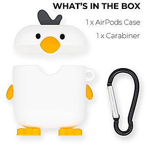 YONOCOSTA Cute Airpods Case, Airpods 2 Case, Chick Funny 3D Cartoon Animals Case, Soft Silicone Shockproof Charging Cover with Carabiner for Airpods 1st Generation, Airpods 2nd Generation