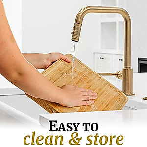 Zulay Kitchen Premium Bamboo Cheese Board Set - Extra Thick Bamboo Charcuterie Board Set with 4 Piece Knife Set - Wooden Cheese Board is Perfect for Charcuterie, Wine and Cheese (Party Set)