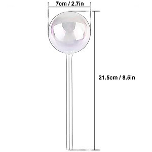 [2 PCS] Light Iridescent Rainbow Gradient Color Clear Glass Self-Watering System Spikes, Aqua Globes Automatic Plant Waterer Bulbs