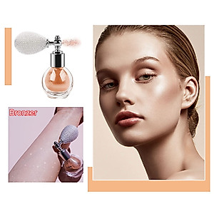 Body Glitter Spray Highlighter Powder Spray Glitter Shimmer Sparkle High Gloss Makeup Glitter Body Spray for Hair Face and Body Cosmetic - Bronzer