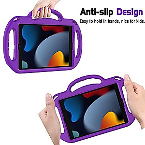 AVAWO Kids Case for iPad 10.2 9th & 8th & 7th Generation, iPad 10.2 2021/2020/2019 Case - with Shoulder Strap - Light Weight Shock Proof Handle Stand Kids Friendly Case for All iPad 10.2 inch, Purple