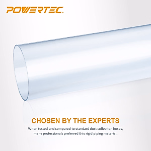 POWERTEC 70272-P4 Clear PVC Pipe 4" x 36" Long, 4PK, Rigid Plastic Tubing for Dust Collection Hose & Fittings