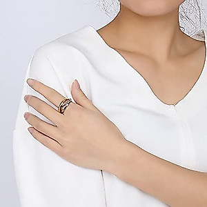 MYNENEY Women Minimalist Promise Ring Triple Interlocked Rolling Rings Size 4-45