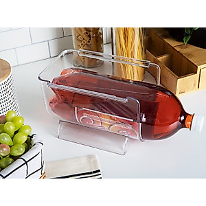 Mind Reader 2 Liter Bottle Kitchen Refrigerator Bin Storage Stackable Can Dispenser, 5.11" x 7.87", Clear
