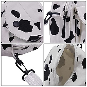 JUMISEE Cute Cow Print Canvas Crossbody Purse Tote Small Cell Phone Bag Shoulder Handbag