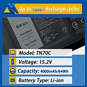 Mobik 64Wh TN70C Battery Replacement for Dell Inspiron 3510 3511 3515 5310 5410 5418 5510 5515 Latitude 3320 3330 3420 3520 Series Vostro 3510 3511 3515 5410 5510 G91J0 V6W33 0WV3K8 15.2V 4000mAh