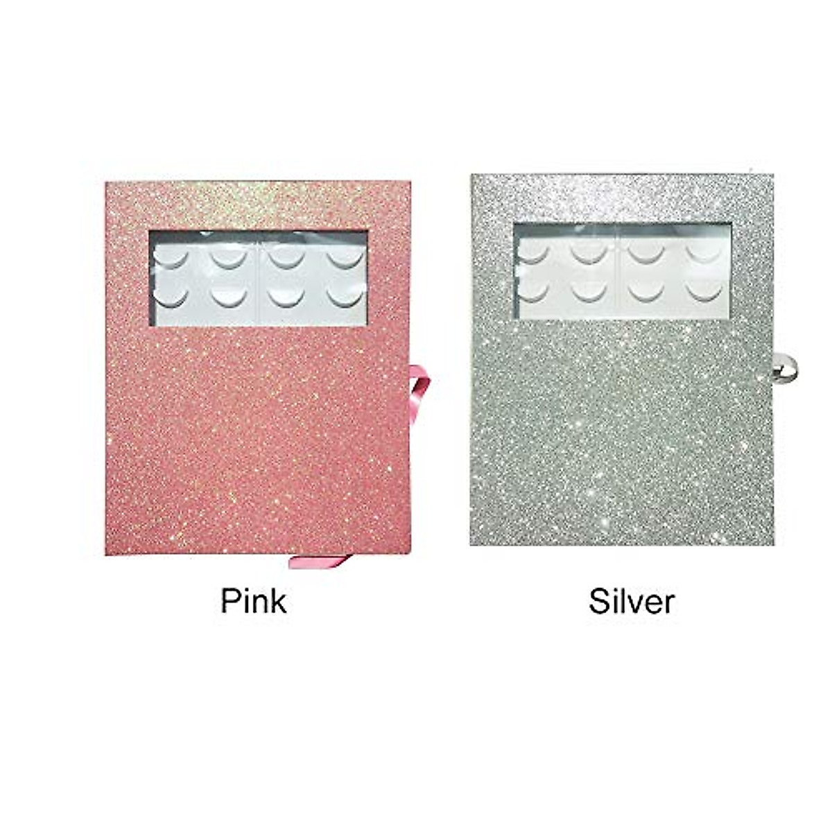 Eyelash Storage Book, 16 Pairs Lash Storage Organizer, Glitter Paper Eyelash Display Case, Portable Makeup Flash Lash Empty Box